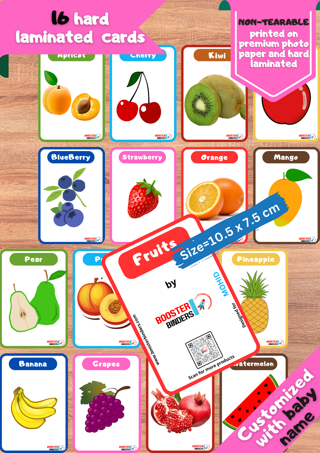 Fruits Laminated Flash Cards | Booster Binders